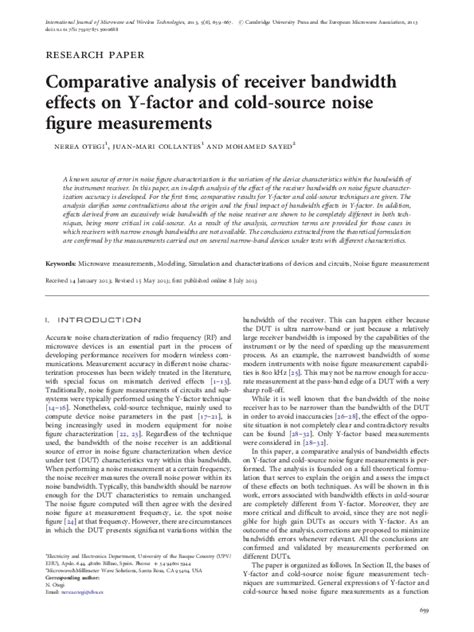Pdf Comparative Analysis Of Receiver Bandwidth Effects On Y Factor And Cold Source Noise