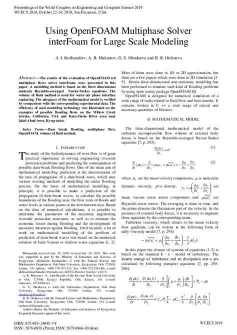 Pdf Using Openfoam Multiphase Solver Interfoam For Large Scale Modeling