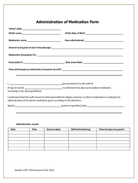 Fillable Online Administration Of Medication Form Fax Email Print