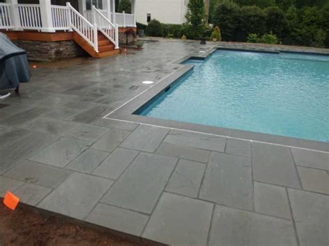 Backyard Bluestone Pool Deck In Nj Millenium Stoneworks
