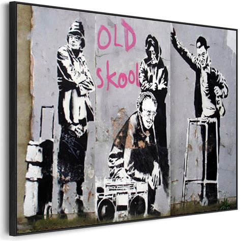Large Banksy Framed Canvas Art Print Old Skool