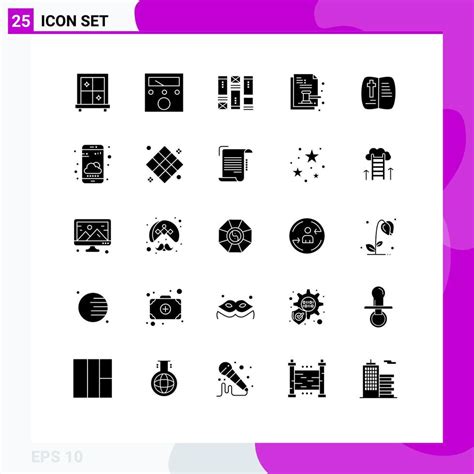 Set Of 25 Commercial Solid Glyphs Pack For Nature Open Idea Book Law