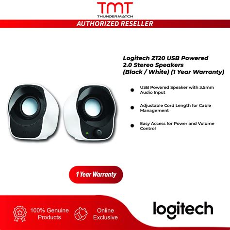 Ready Stock Original Logitech Z Compact Stereo Speakers Usb Powered Black And White