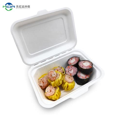 Biodegradable Disposable Sugarcane Paper Lunch Box Sugarcane Clamshell