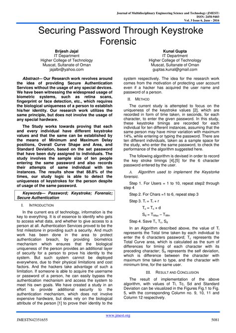 Pdf Securing Password Through Keystroke Forensic