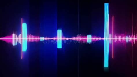 A Digital Audio Waveform With Pink And Blue Neon Lights On A Black Background Stock Footage