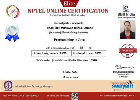 Rajshree Bhalshankar On Linkedin Javaprogramming Nptel Skillup Lifelonglearning