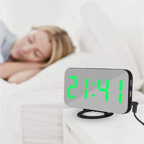 Digital Alarm Clock Large Led Display With Dual Usb Charger Ports Auto