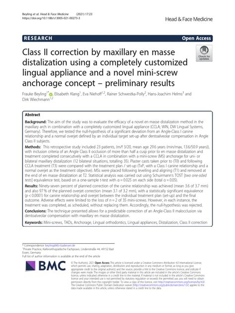 Class Ii Correction By Maxillary En Masse Pdf Orthodontics Dental