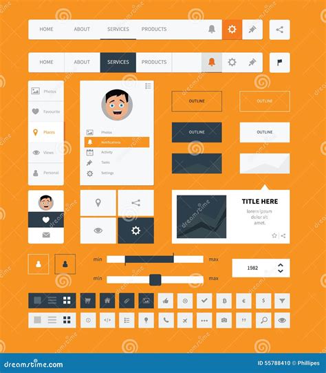 Flat Ui Kit Design Elements For Webdesign Stock Vector Illustration Of Chat Menu 55788410