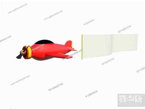 Aircraft Pulling Advertisement Banner On The White Background Stock