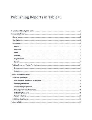 Fillable Online Publishing Reports In Tableau Fax Email Print PdfFiller