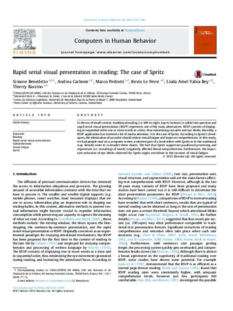 pdf rapid serial visual presentation in reading the case of spritz