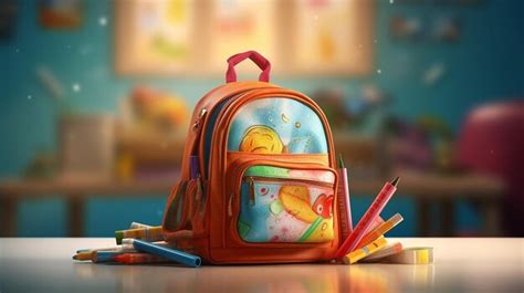 Una Mochila Escolar Con La Imagen De Un Girasol Foto Premium