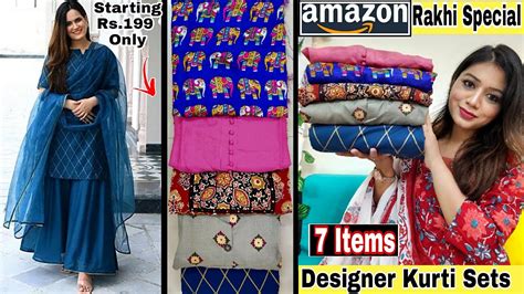 🌻amazon Kurtikurta Set Haul Starting Rs199 😀 Partywear Kurti Haul