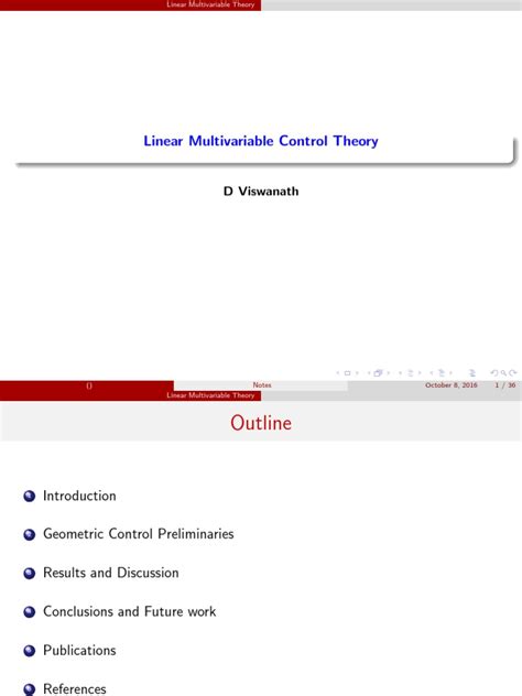 notes on linear multivariable control theory pdf linear subspace