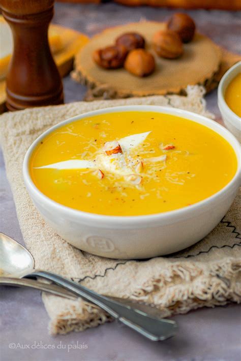 Recette velouté de potiron aux châtaignes Aux délices du palais