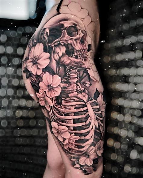 Skeleton Leg Tattoos Women Skull Thigh Tattoos Hip Tattoos Women