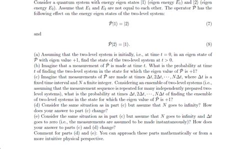 Solved Consider A Quantum System With Energy Eigen States