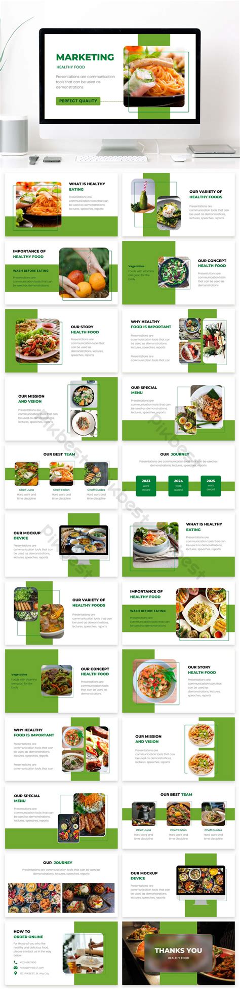 PowerPoint Presentation On The Topic Of Green Delicious Food Business PowerPoint PPTX Template