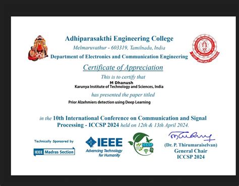 Dhanush M On Linkedin Ai Deeplearning Healthcare Ieee Research Iccsp2024