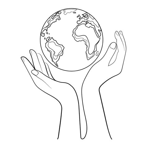Premium Vector Line Drawing Hands Holding Earth Globe Conceptual