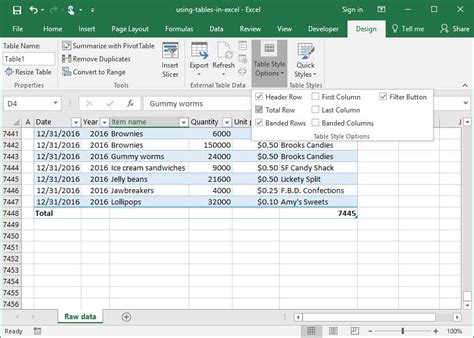 Using Tables In Excel Deskbright