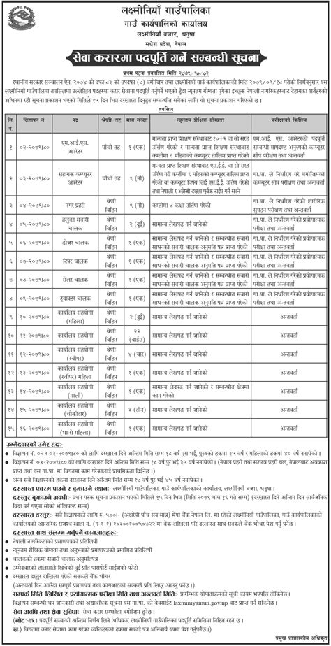 Laxminiya Rural Municipality Vacancy For Various Positions