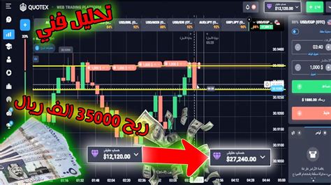 جلسة تداول خيارات ثنائية بتحليل الفني وارباح 35000 الف ريال سعوديquotex