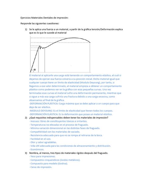 Ejercicios Materiales Dentales De Impresión Pdf Deformación