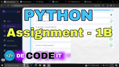 Python Assignment 1b In Nxtwave Youtube