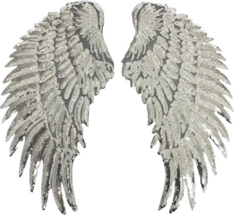 Vleugel Engel Vleugels Paillette Xxl Strijk Embleem Patch Set Zilver 16