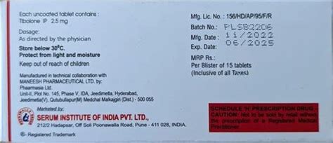 Tibolone 25mg At Best Price In Surat By Sadok Pharma Id 2852310611991