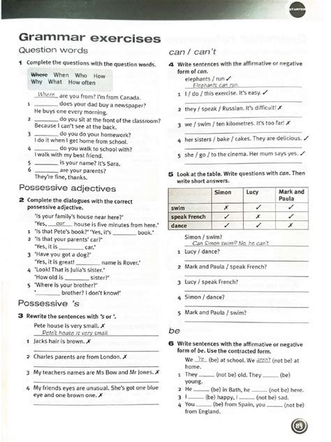 starter unit exercise complete pdf