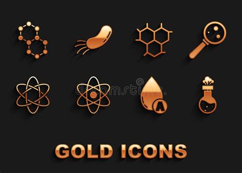 Set Atom Microorganisms Under Magnifier Test Tube And Flask Chemical Water Drop Chemical