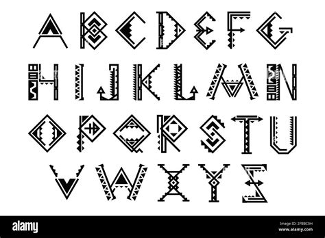 Ethnic Font Native American Indian Alphabet Vector Set Alphabet