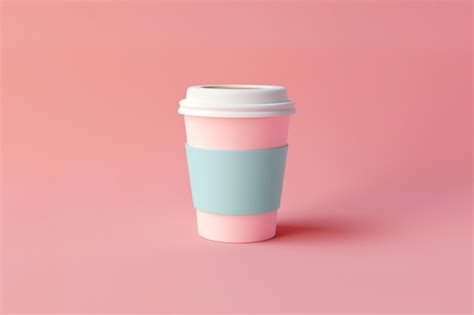 3d 렌더링 파스텔 배경에서 꺼내는 커피 컵 공백 커피 카 스타일의 종이 커피 잔 모 3d 랜더링 가서 마시는 커피