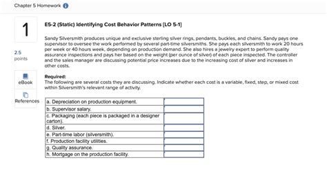 Solved E Static Identifying Cost Behavior Patterns Lo Chegg
