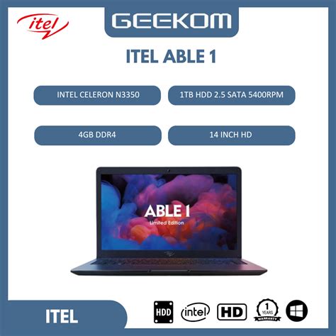Jual Geekom Laptop Itel Able 1 Infinix Intel Celeron N3350 RAM 4GB 1TB
