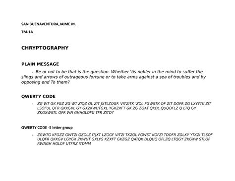 Math 10 Cryptography Solutions To Encryption San Buenaventurajaime
