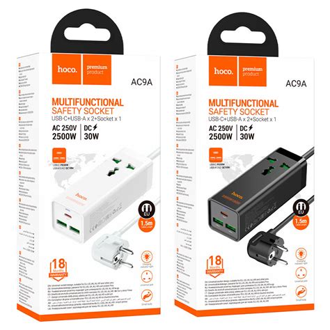 alargador multifuncional hoco ac9a pd 30w ai tecno