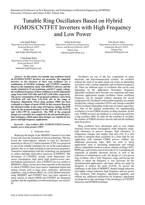 Pdf Tunable Ring Oscillators Based On Hybrid Fgmos Cntfet Inverters