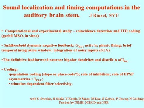 Sound Localization And Timing Computations In The Auditory