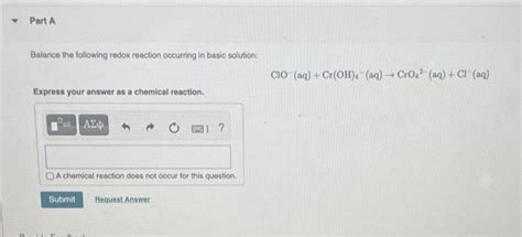 Solved Balance The Following Redox Reaction Occurring In
