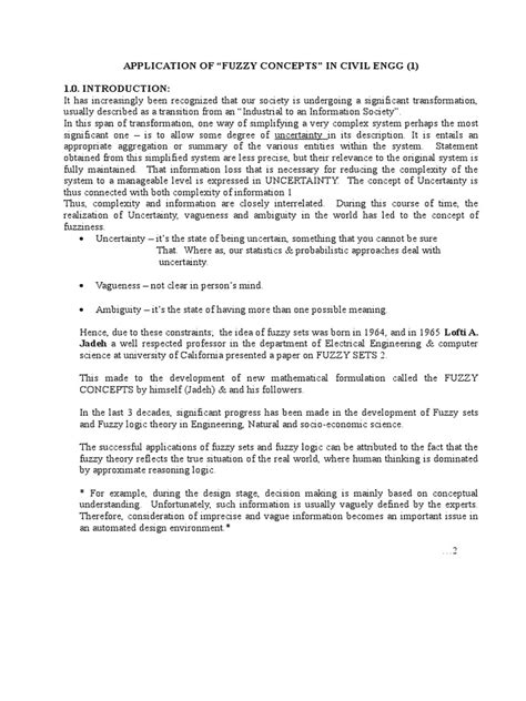 Application Of Fuzzy Concepts In Civil Engineerimg Pdf Fuzzy Logic
