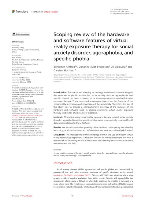 Pdf Scoping Review Of The Hardware And Software Features Of Virtual Reality Exposure Therapy