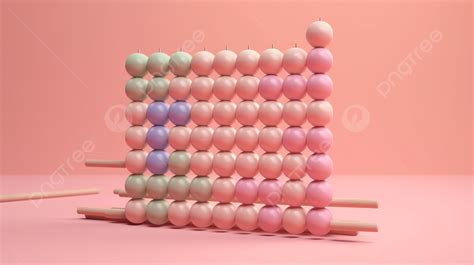 분홍색 배경에 놓인 주판 3d 렌더링 만화 최소한의 스타일 분홍색 파스텔 배경에 화려한 주판 산술 게임 숫자 개념 금융 및 비즈니스 교육 그림을 계산 학습 고화질 사진