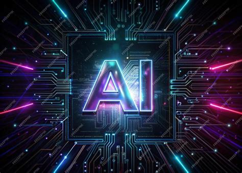 Futuristic Neon Ai Circuit Board With Glowing Holographic Tech Design