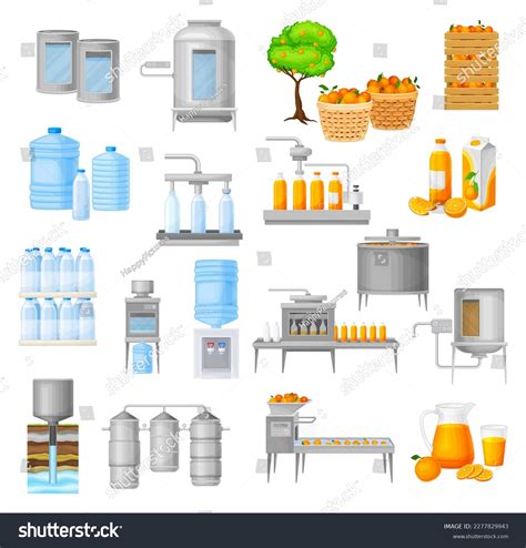 오렌지 주스 및 물 생산 공정과 스톡 벡터 로열티 프리 2277829943 Shutterstock