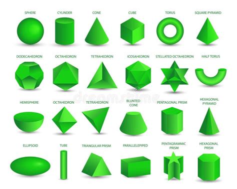 Vector Realistic 3d Green Geometric Shapes Isolated On White Background